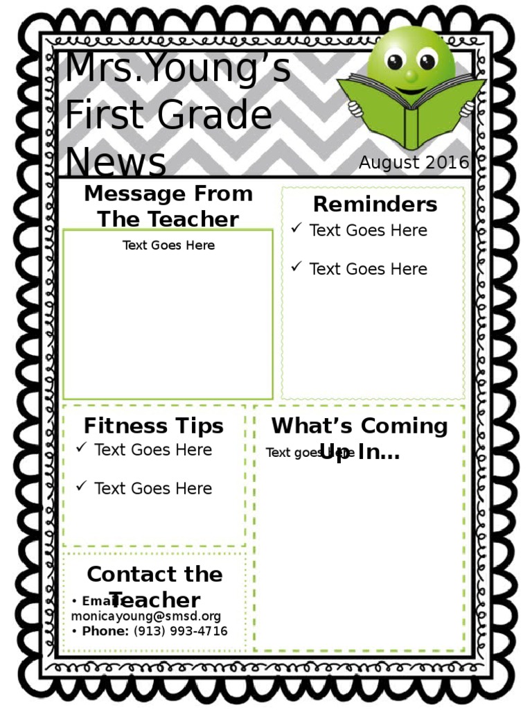 Classroom Newsletter Template Edit Able Freebie | PDF