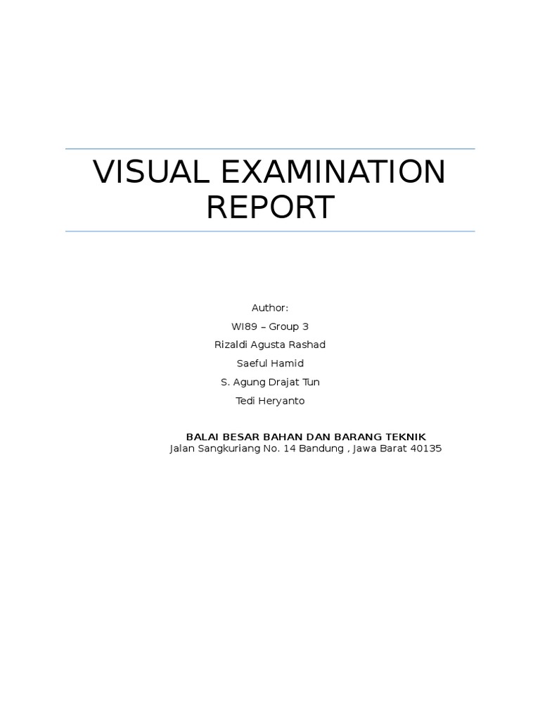Visual Examination Report | PDF | Metals | Mechanical Engineering