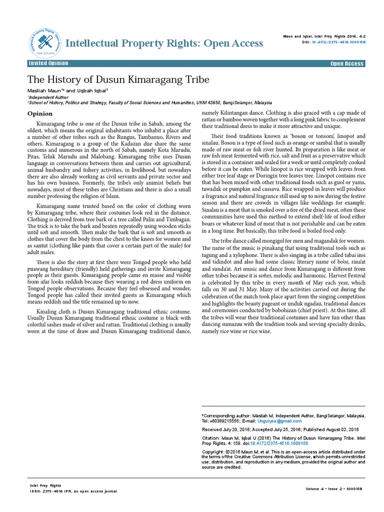 The History of Dusun Kimaragang Tribe 2375 4516 1000158 PDF | PDF ...