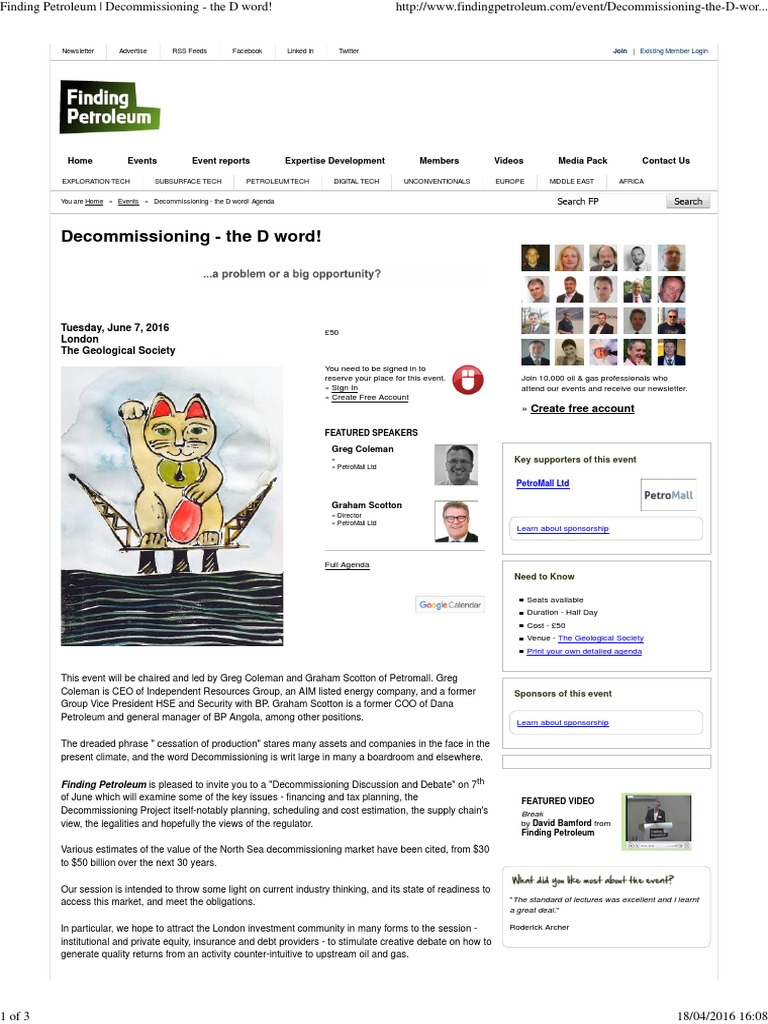 Finding Petroleum - Decommissioning - The D Word! | PDF | Petroleum ...