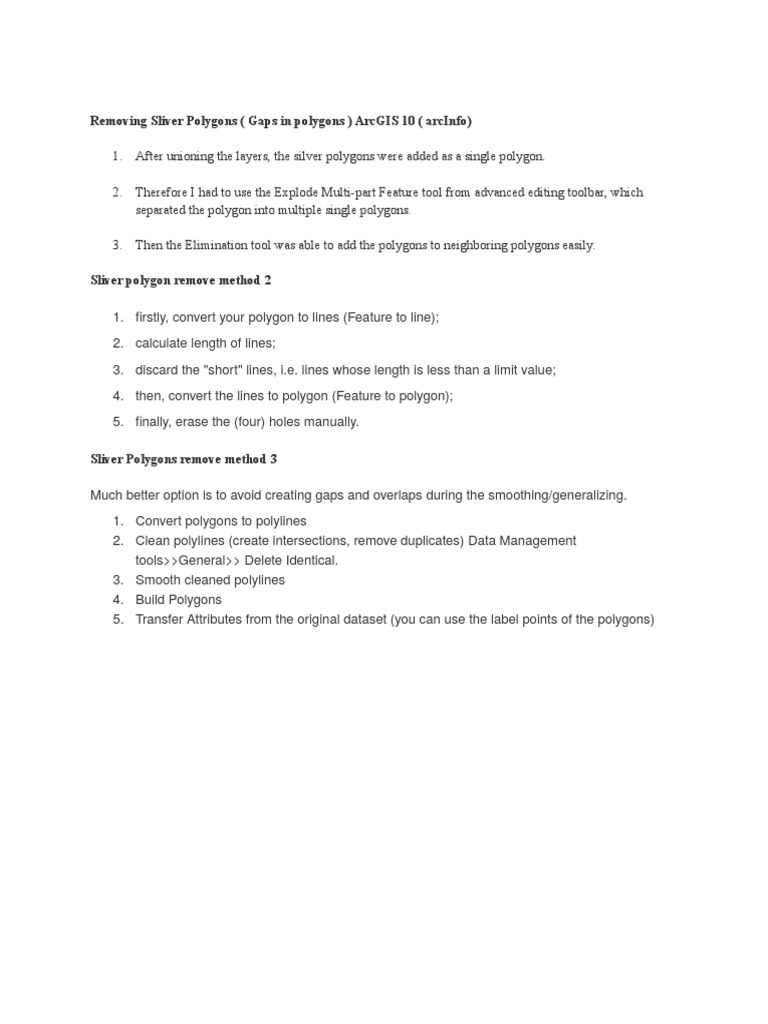 Removing Sliver Polygons