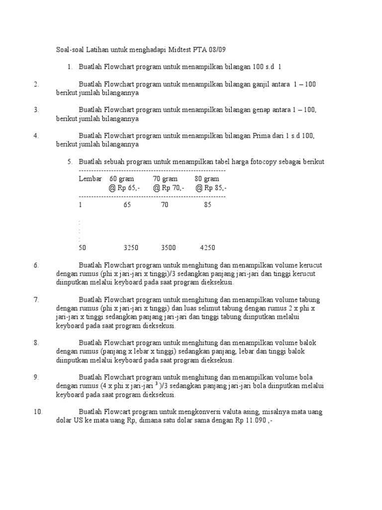 Latihan Flowchart dan Pemrograman | PDF