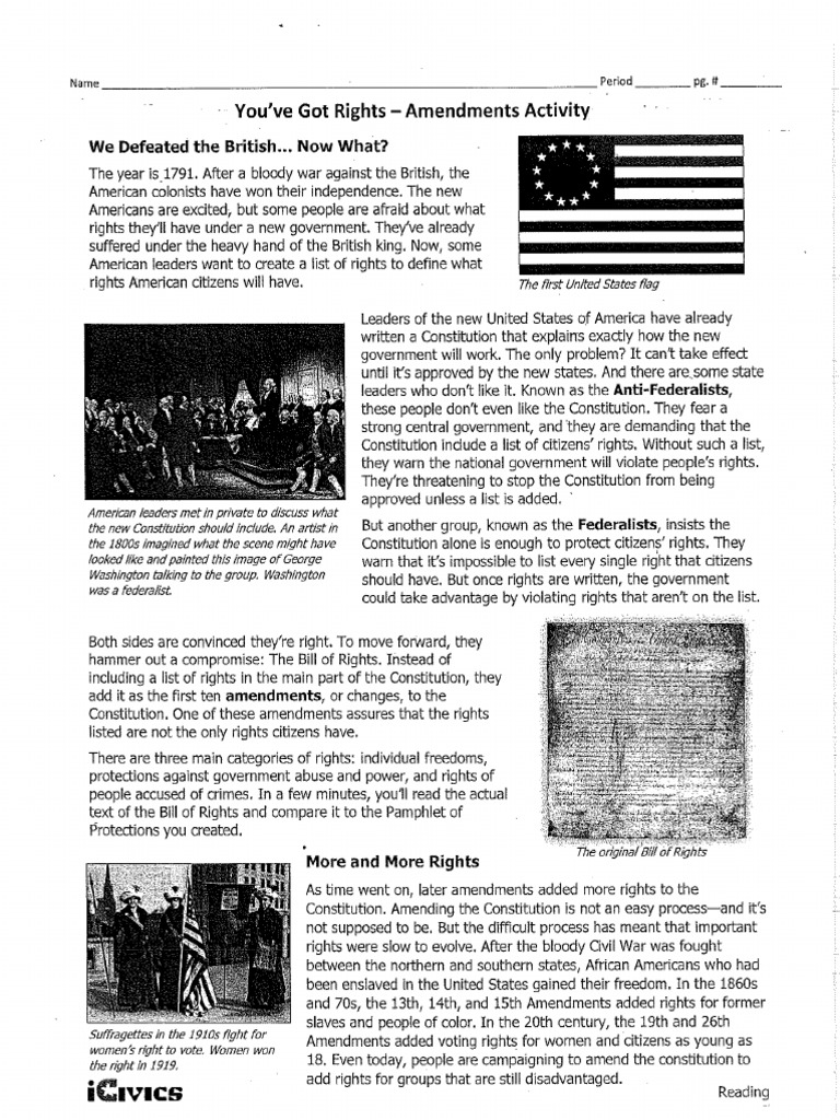 Youve Got Rights Amendment Activity | PDF