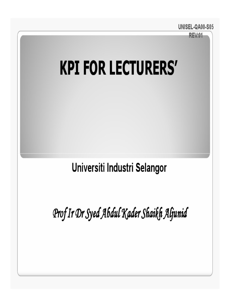 KPIs For University Lecturers | PDF | Lecturer | Postgraduate Education