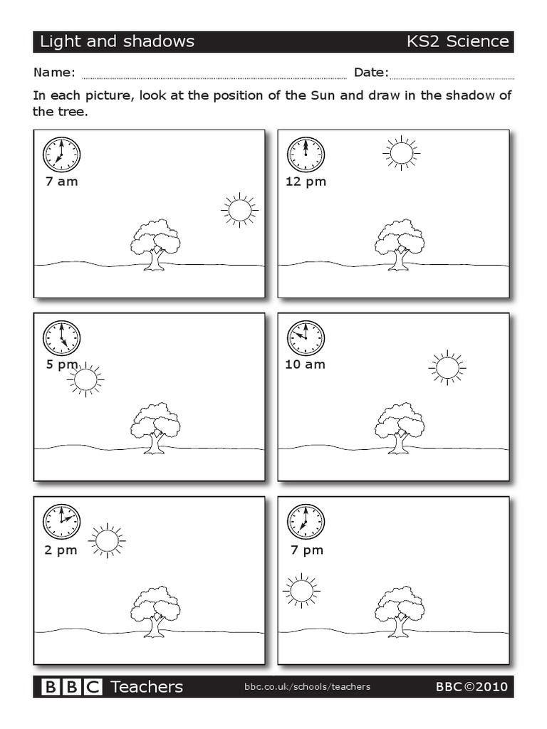 BBC Teachers ks2 Science Worksheet Light and Shadows PDF | PDF