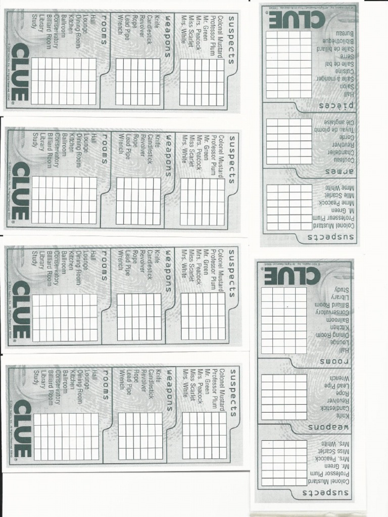 Clue Game Sheets (Scan) | PDF