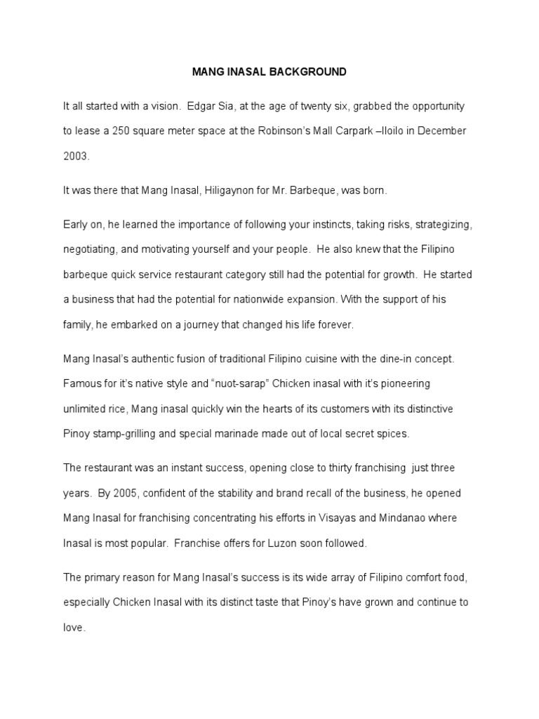 Mang Inasal Background | Download Free PDF | Fast Food Restaurants ...
