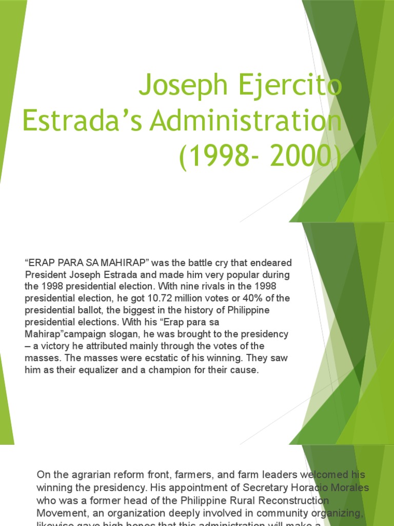 Joseph Ejercito Estrada’s Administration (1998- 2000) | Politics ...