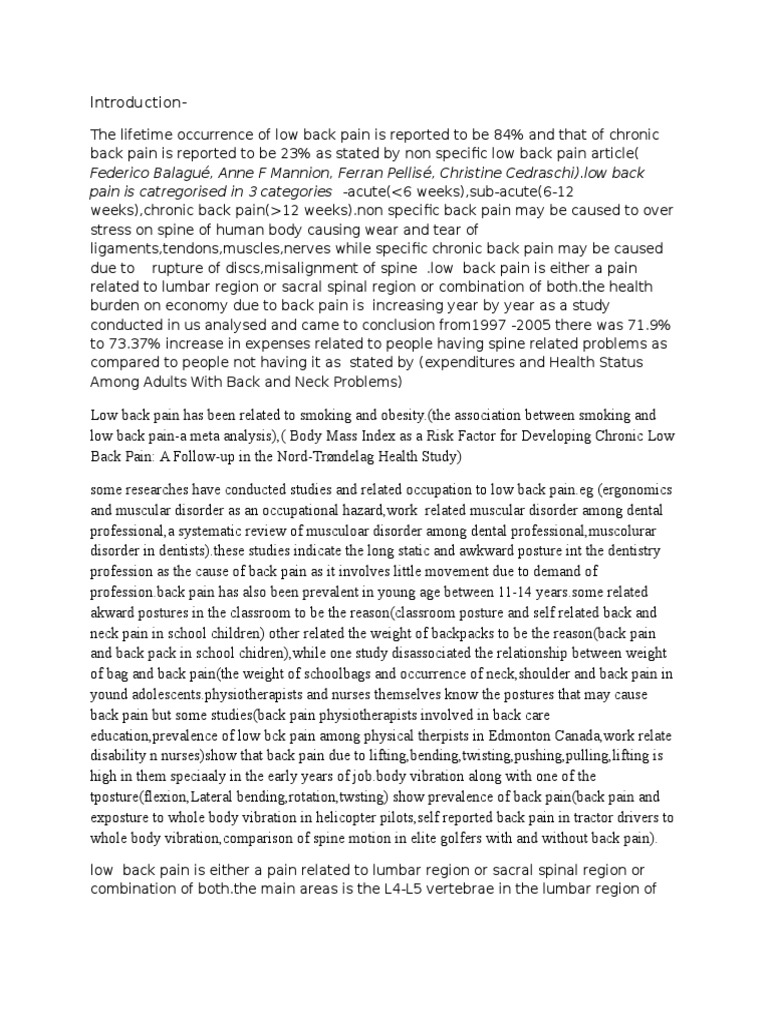 Analysis of Factors Contributing to Low Back and Neck Pain Through a ...