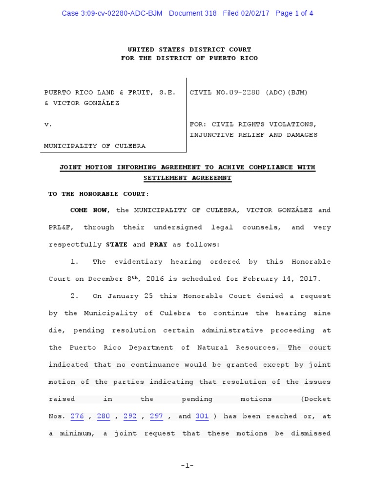 Docket 318 | Prejudice (Legal Term) | Settlement (Litigation)