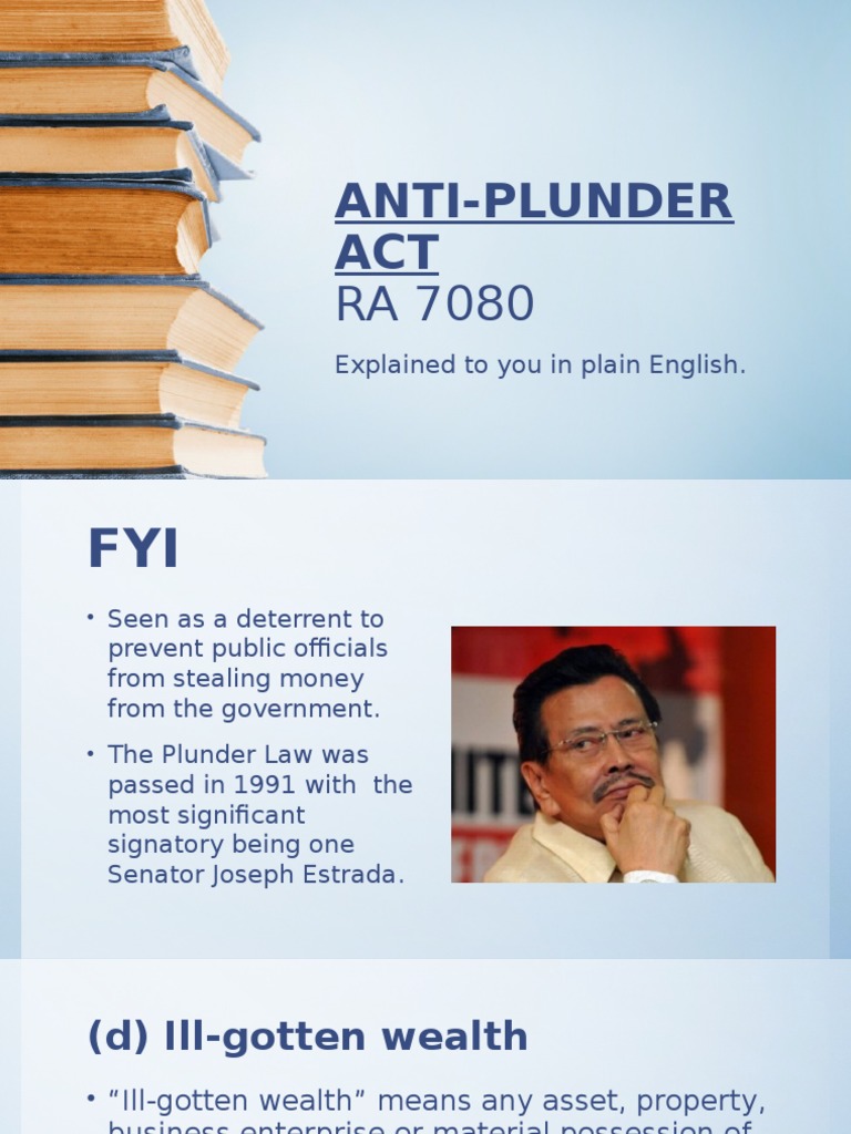 Understanding RA 7080: Anti-Plunder Act | PDF | Conspiracy (Criminal ...