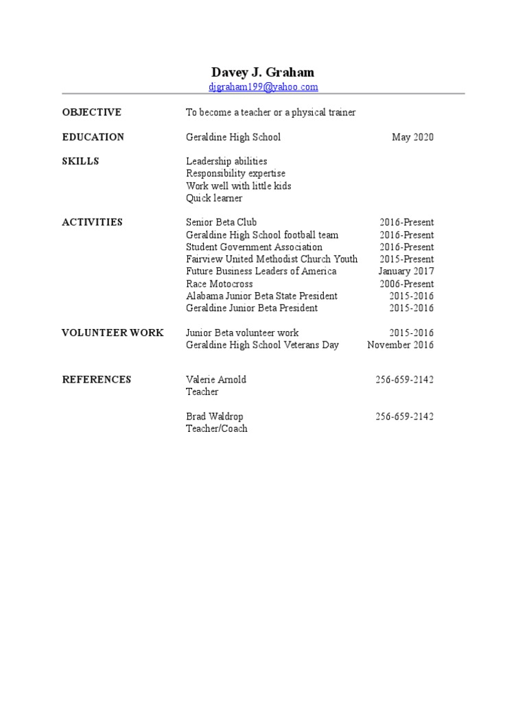 Davey J. Graham's Teaching & Training Resume | PDF