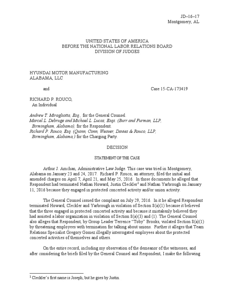 Amended Administrative Law Judges Decision | PDF | National Labor ...