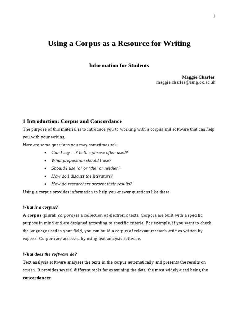 Using A Corpus For Students | PDF | Letter Case | File Format