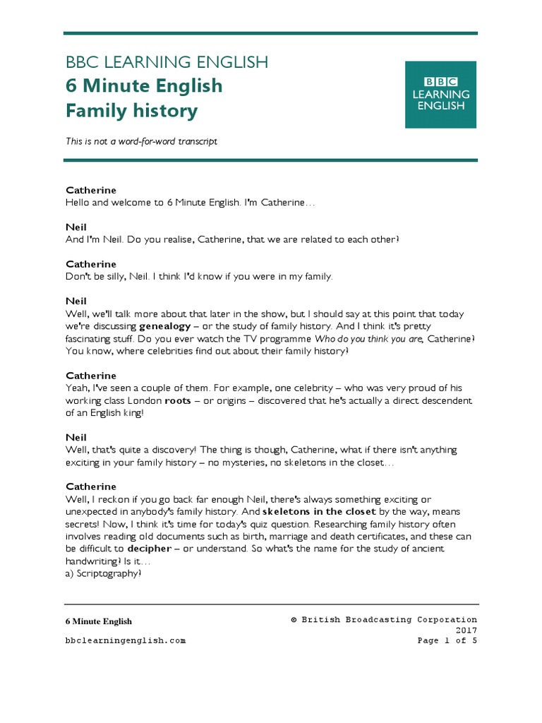 6min English Family History | PDF | Genealogy