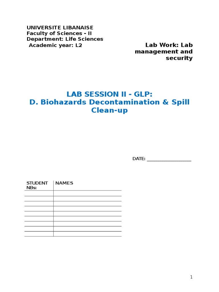 2.d.lab Cleaning Labwork Handout | PDF | Disinfectant | Clinical Pathology