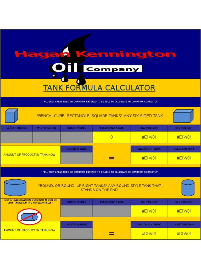 Tank Formula Calculator: "Bench, Cube, Rectangle, Square Tanks" Any Six ...