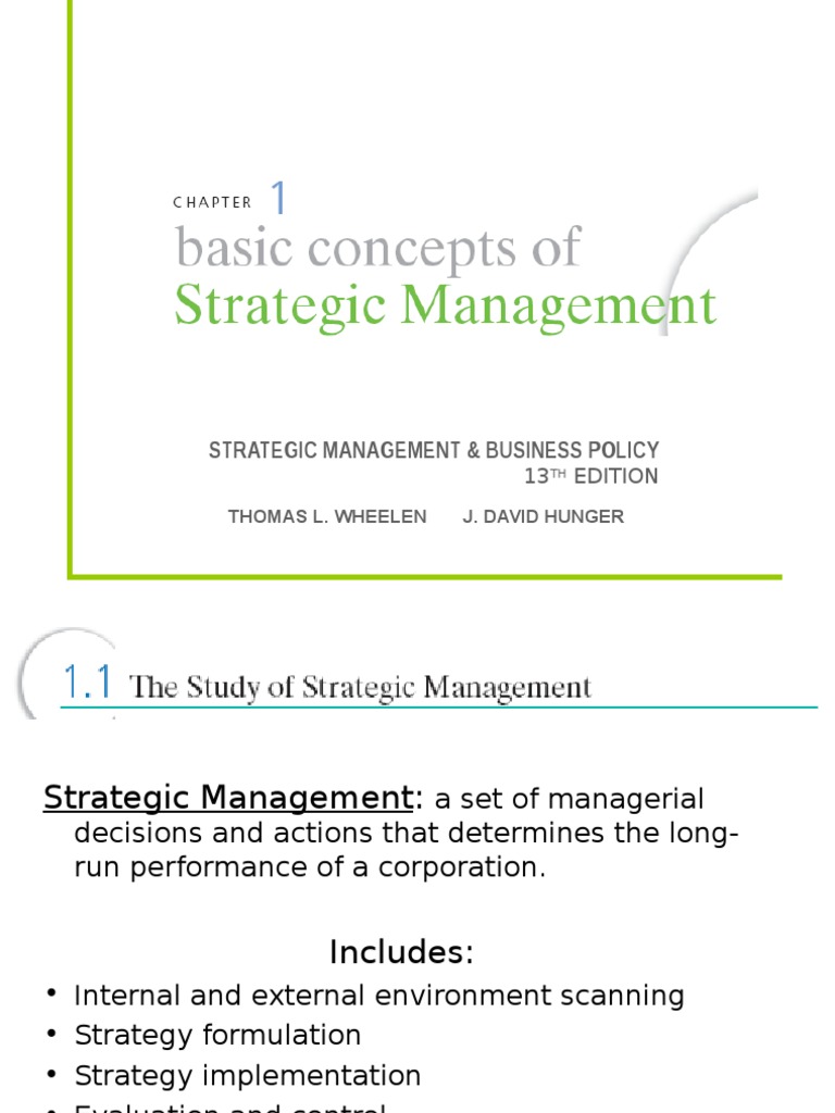 Strategic Management & Business Policy: Thomas L. Wheelen J. David ...