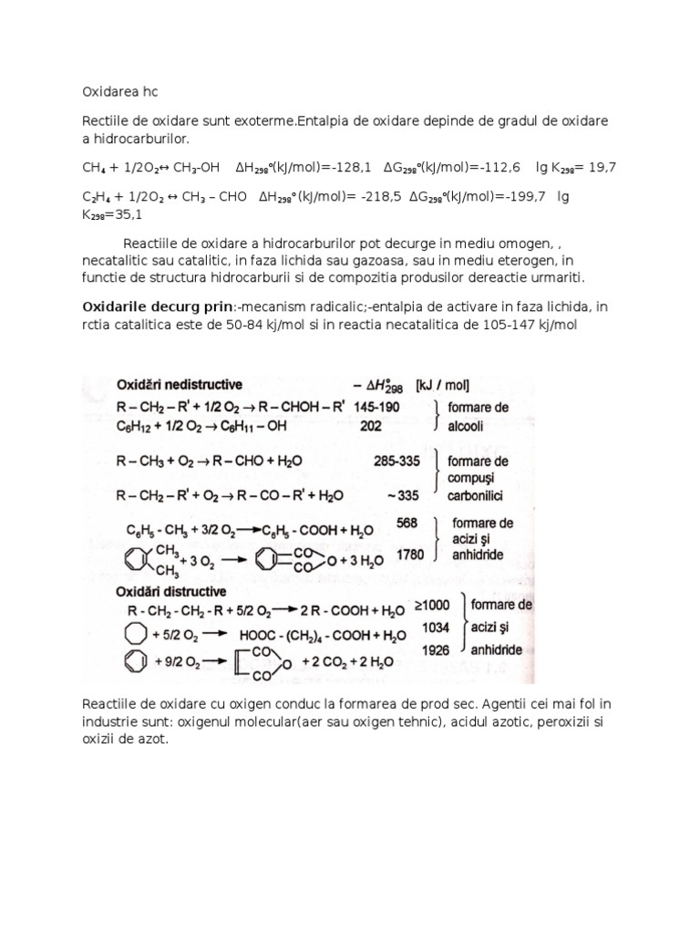 Oxidarea Hidrocarburilor | PDF