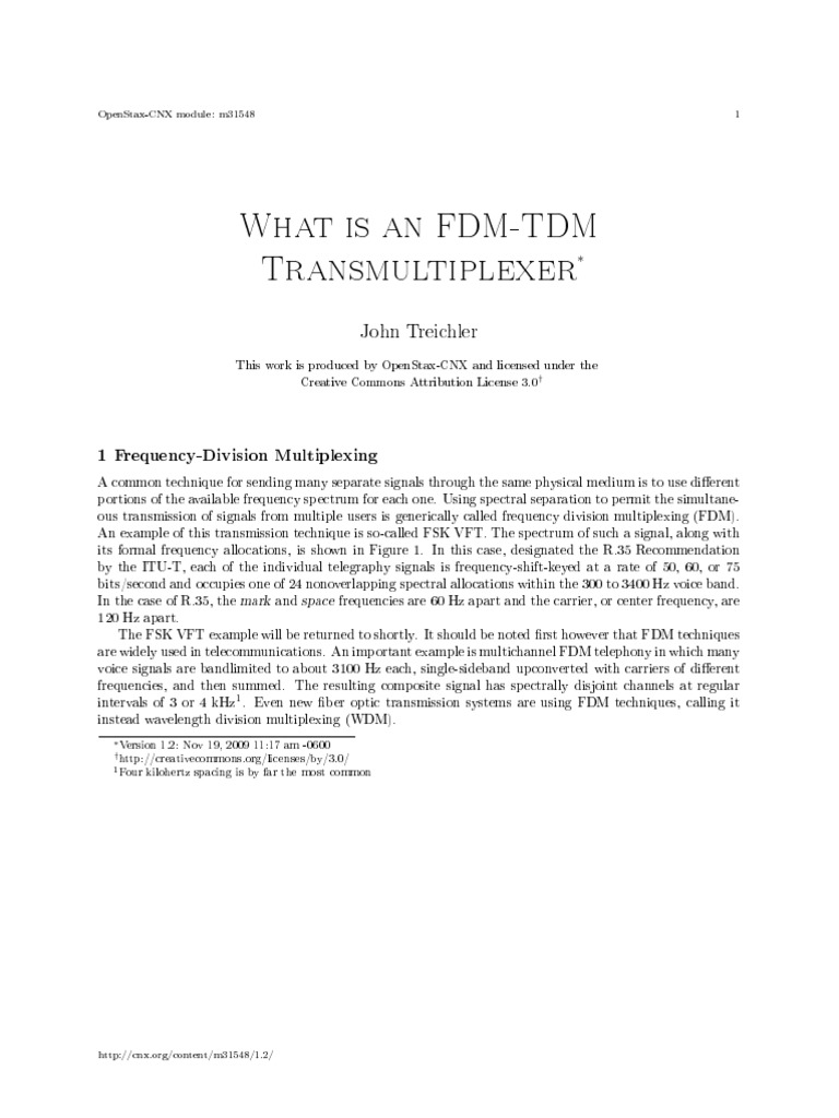 What Is An FDM TDM Transmultiplexer 2 | PDF | Sampling (Signal ...