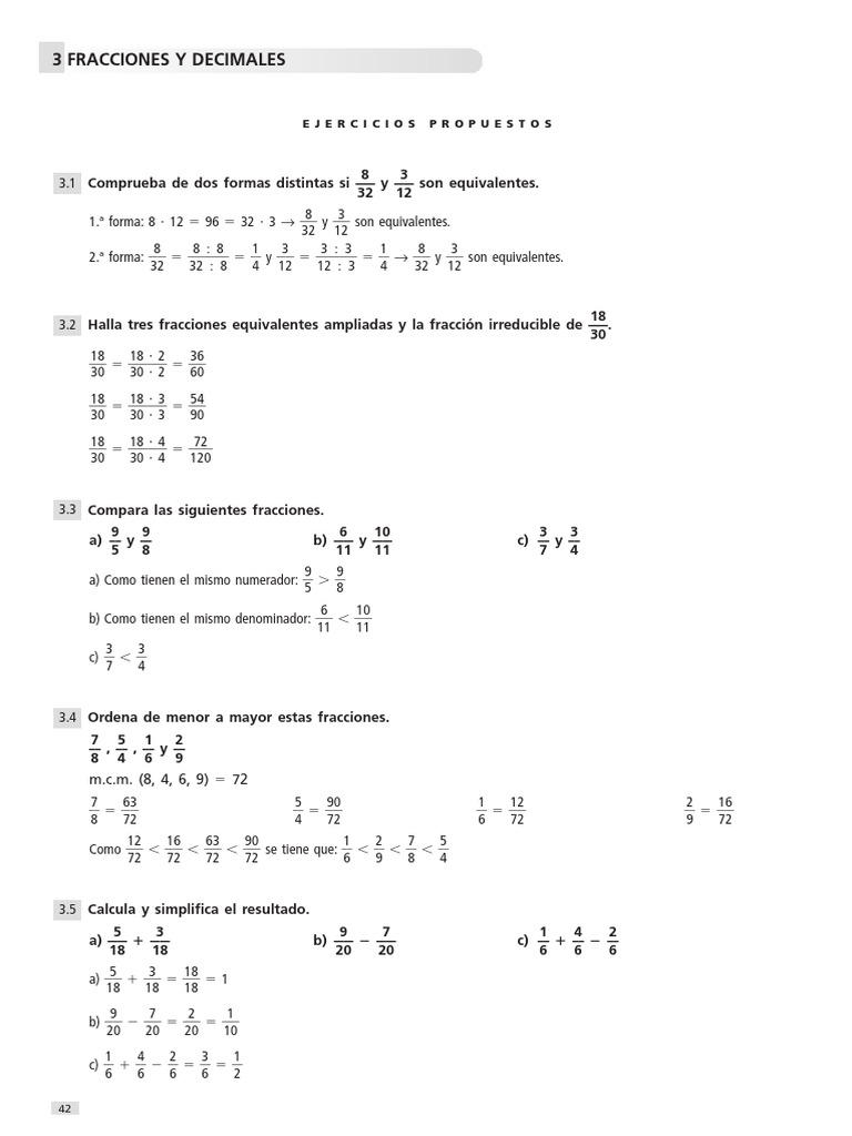 Problemas Resueltos Tema 3. Fracciones y Decimales | Fracción ...