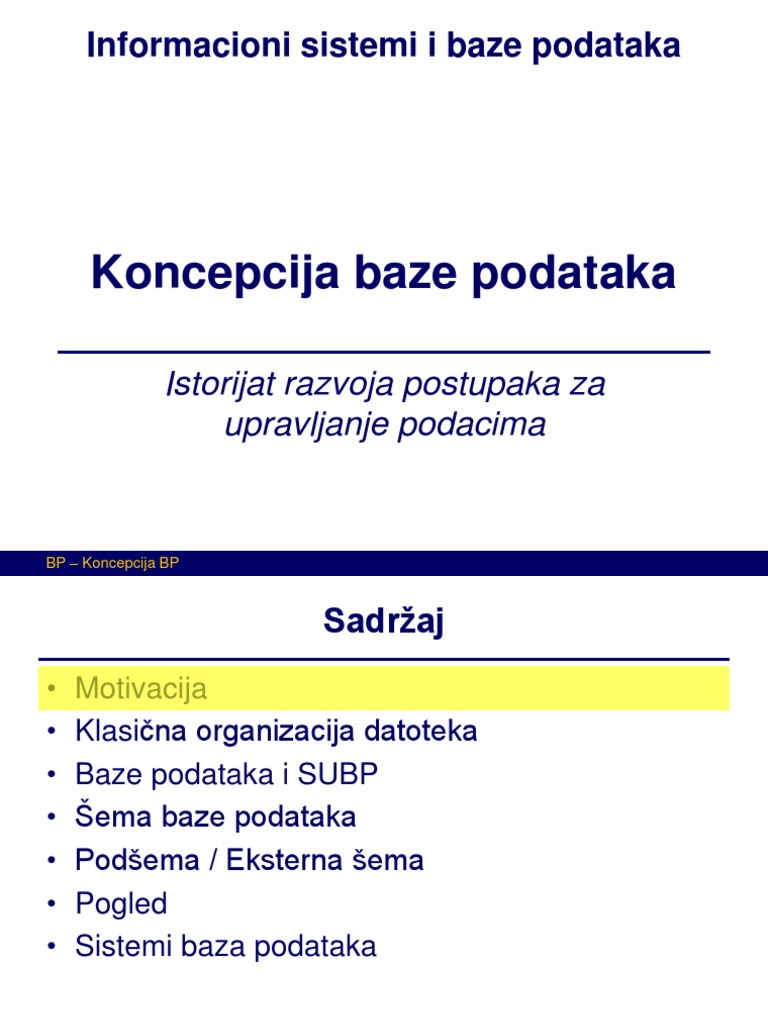 3 BP Koncepcija Baze Podataka | PDF