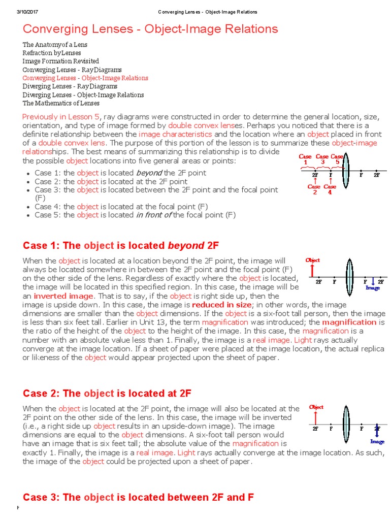 Converging Lenses - Object-Image Relations | PDF | Lens (Optics) | Optics
