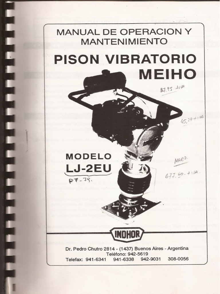 Manual Pisón Vibratorio MEIHO LJ-2EU | PDF