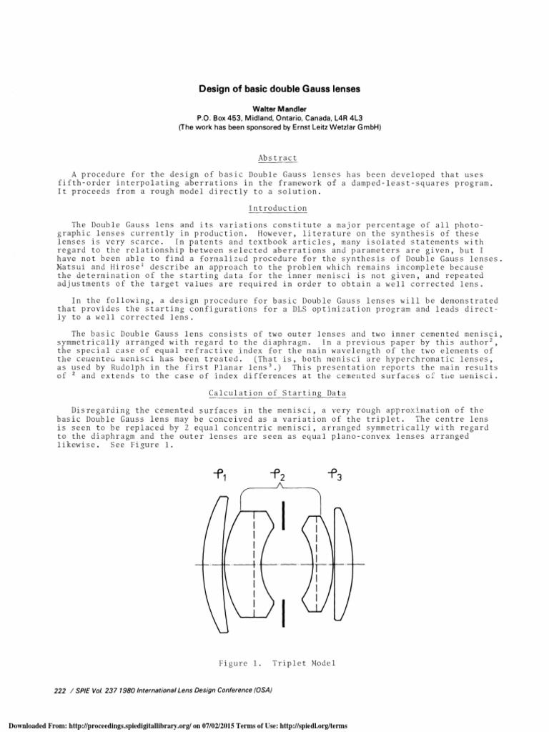 Design of Basic Double Gauss Lenses | Lens (Optics) | Electromagnetic ...