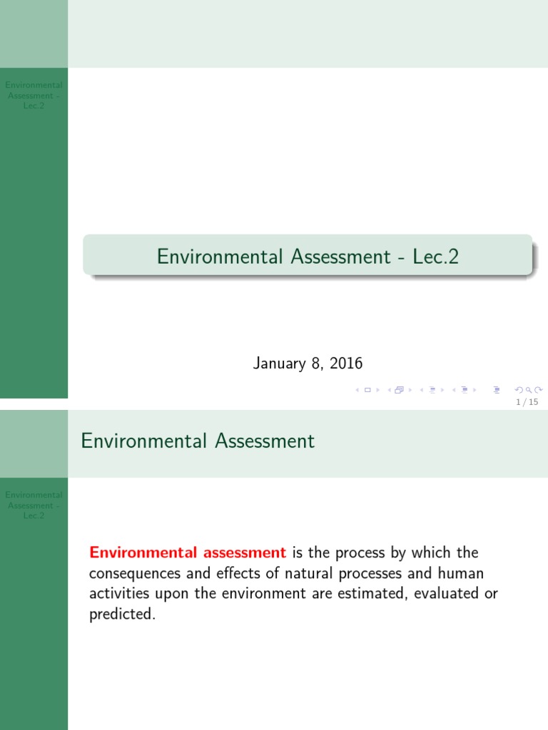 Lecture 2 Environmental Assessment | PDF | Environmental Impact ...
