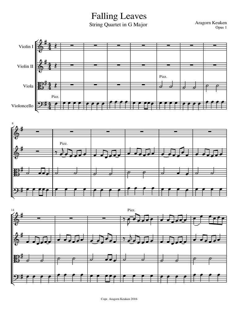 Falling Leaves: String Quartet in G Major | PDF | String Instruments ...