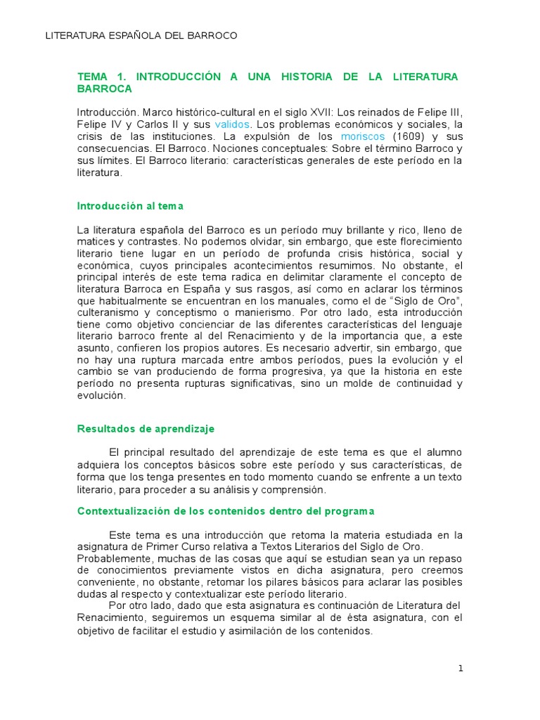 Tema 1 Introduccion Al Barroco | PDF | Barroco | Renacimiento