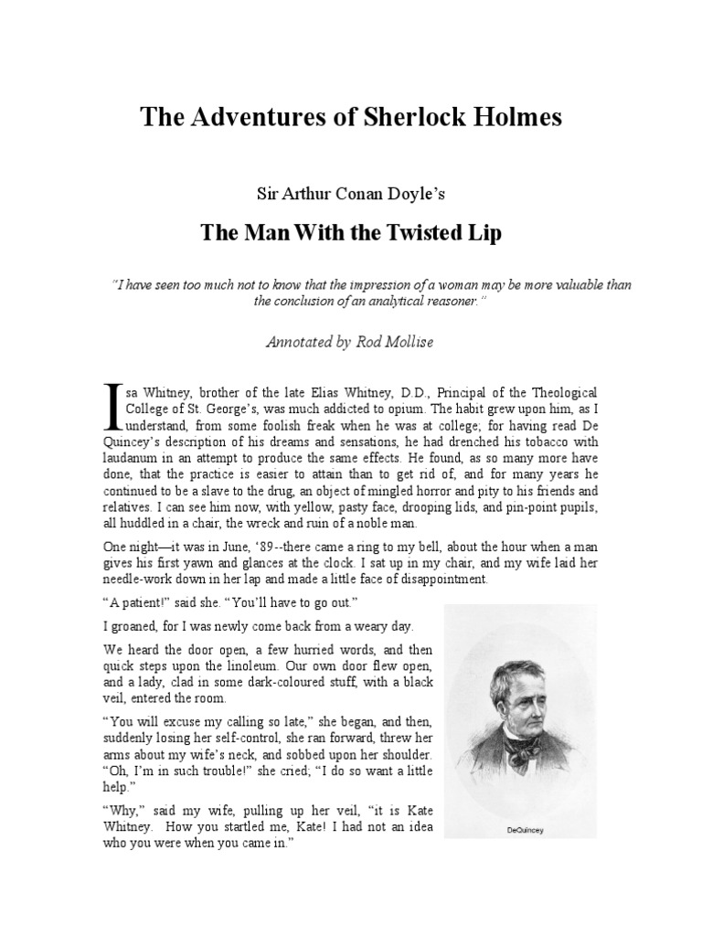 The Adventures of Sherlock Holmes: The Man With The Twisted Lip | PDF ...