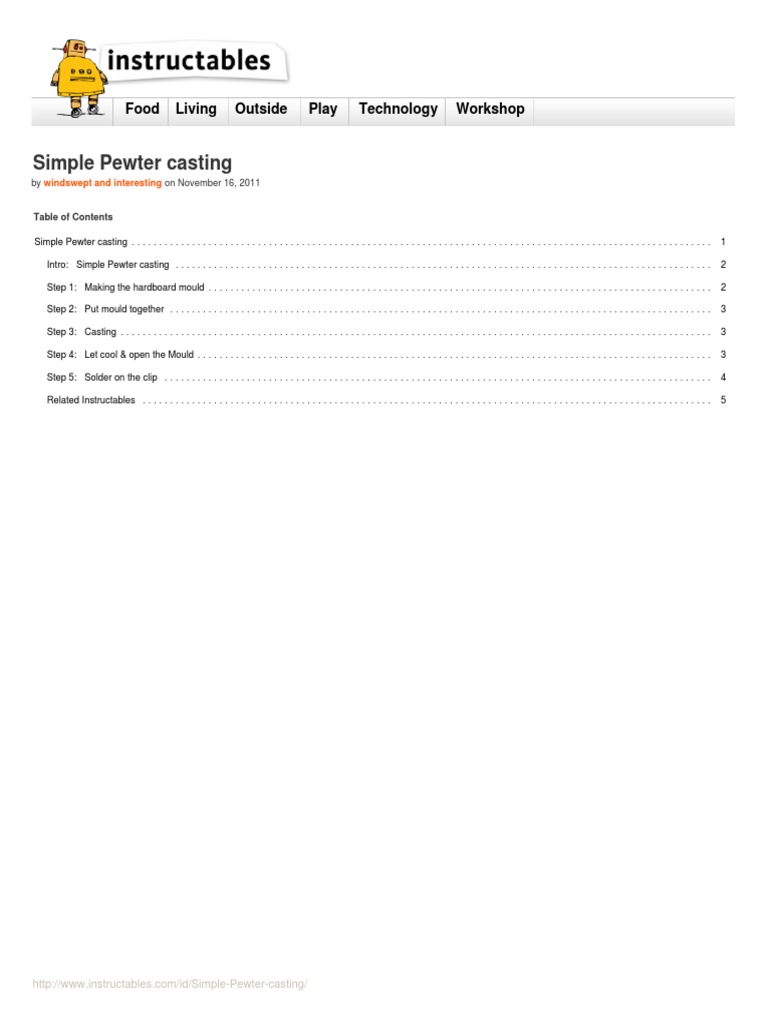 Step-by-Step Pewter Casting Guide | PDF | Building Materials | Materials