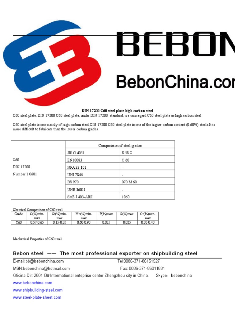 Din 17200 C60 | PDF | Steel | Crystalline Solids