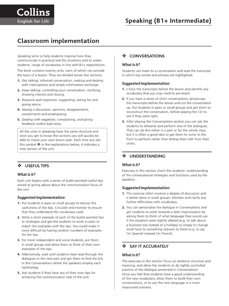 B1+ Speaking Skills for Real-Life Conversations | PDF | Question ...