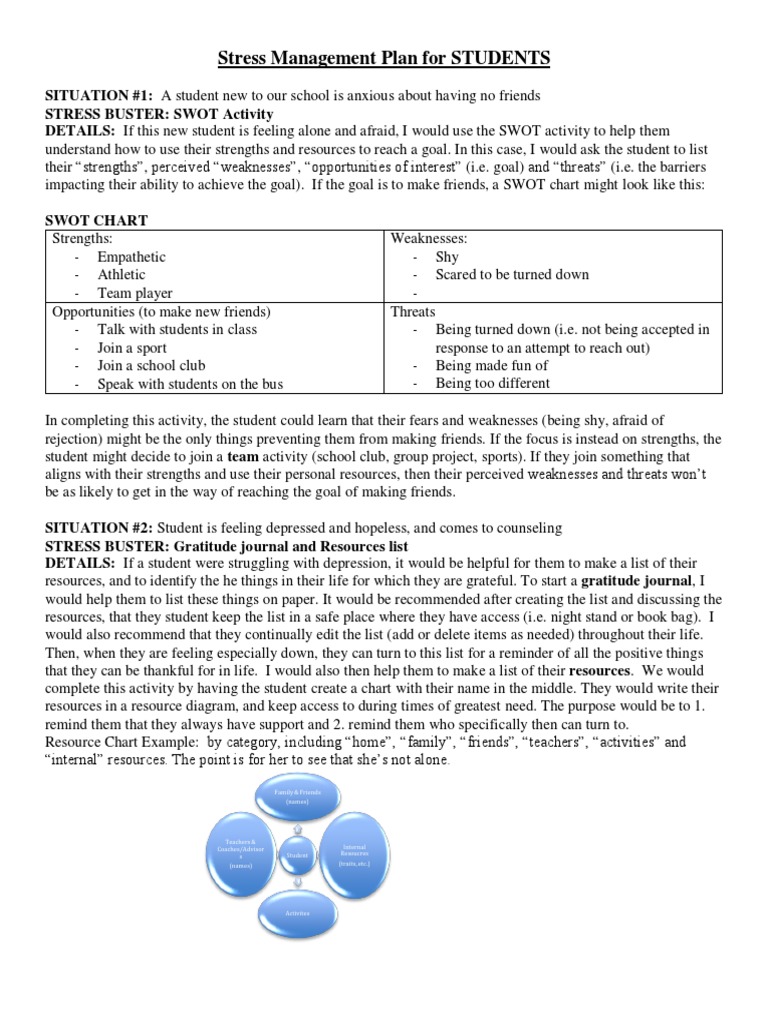 Student Stress Management Strategies | PDF | Gratitude | Swot Analysis