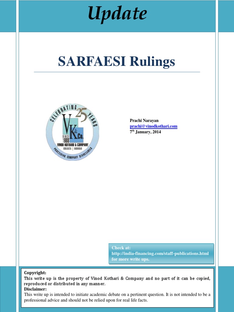 SARFAESI Act Case Law Updates | PDF | Loans | Lawsuit