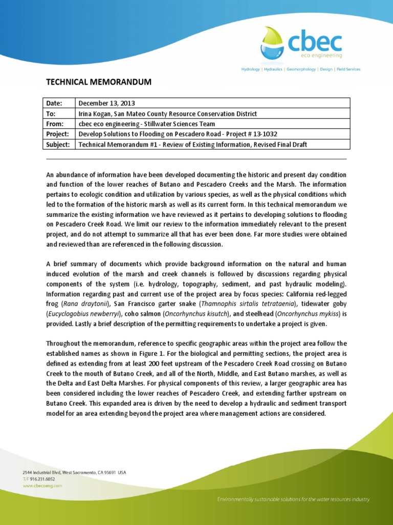 2013 Cbec Technical Memorandum Re Floodings | PDF | Flood | Salmon