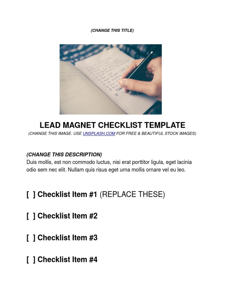 Lead Magnet Checklist Template | PDF