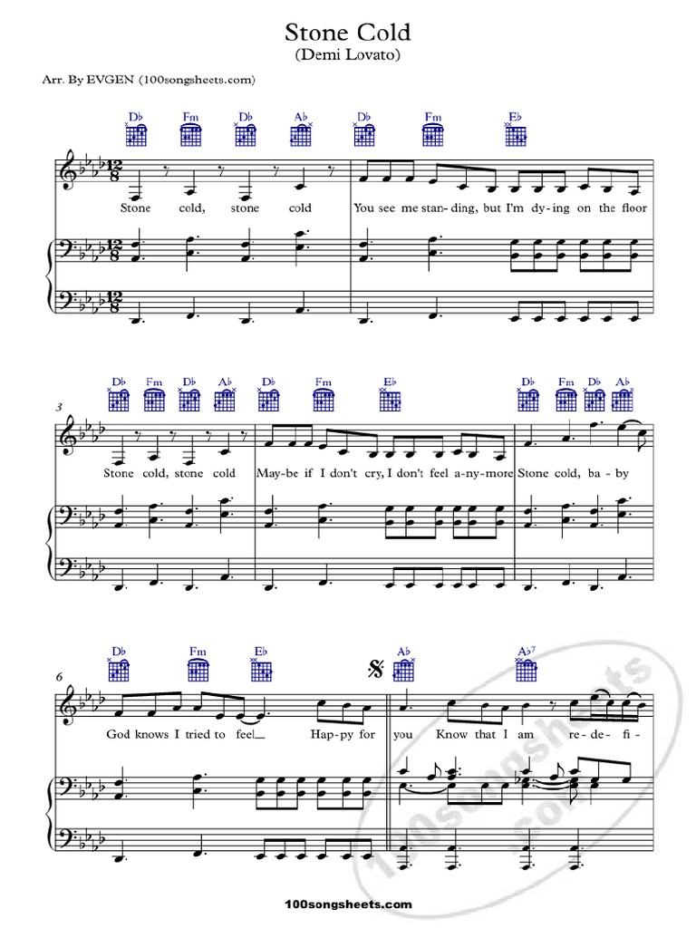 Stone Cold Piano Vocal Guitar 123 PDF | PDF