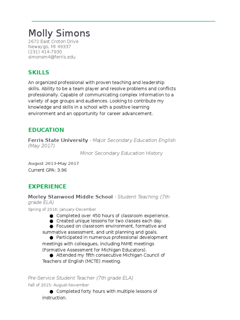 Molly Simons: Skills | PDF