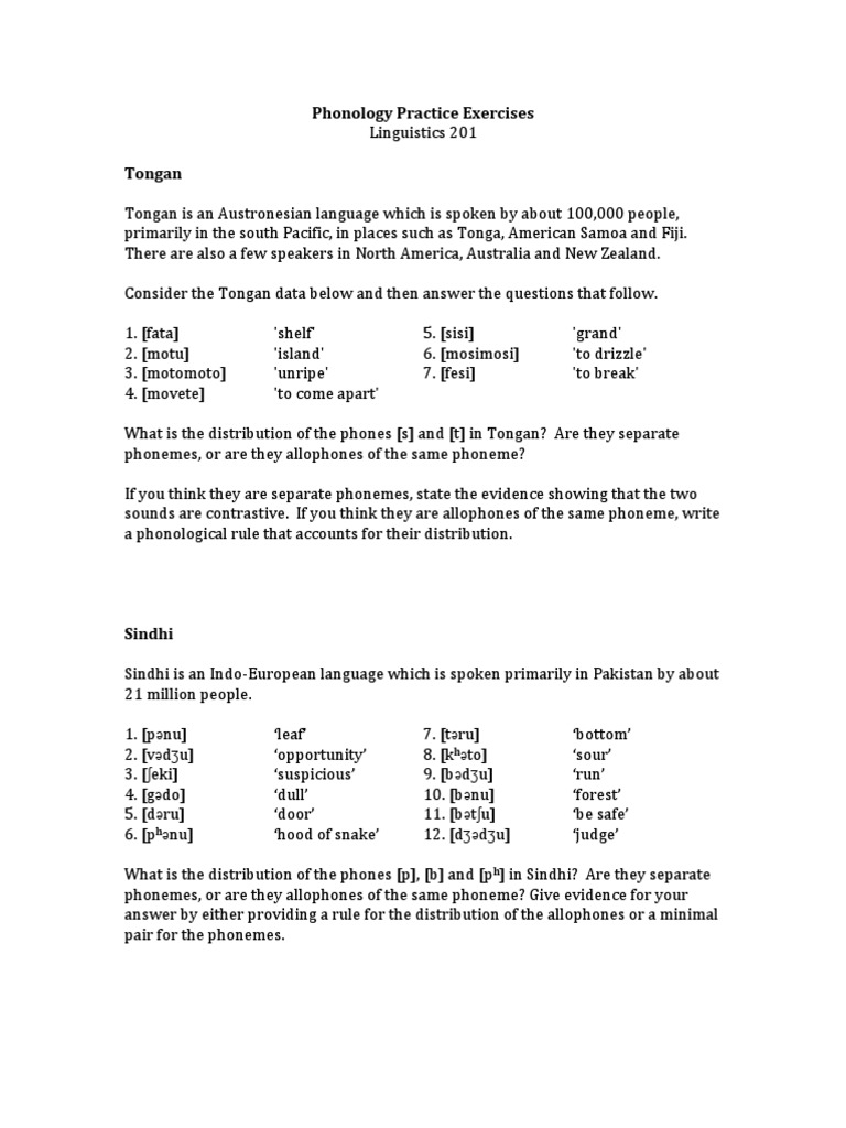 Phonology Practice With Answers | PDF | Syllable | Phoneme