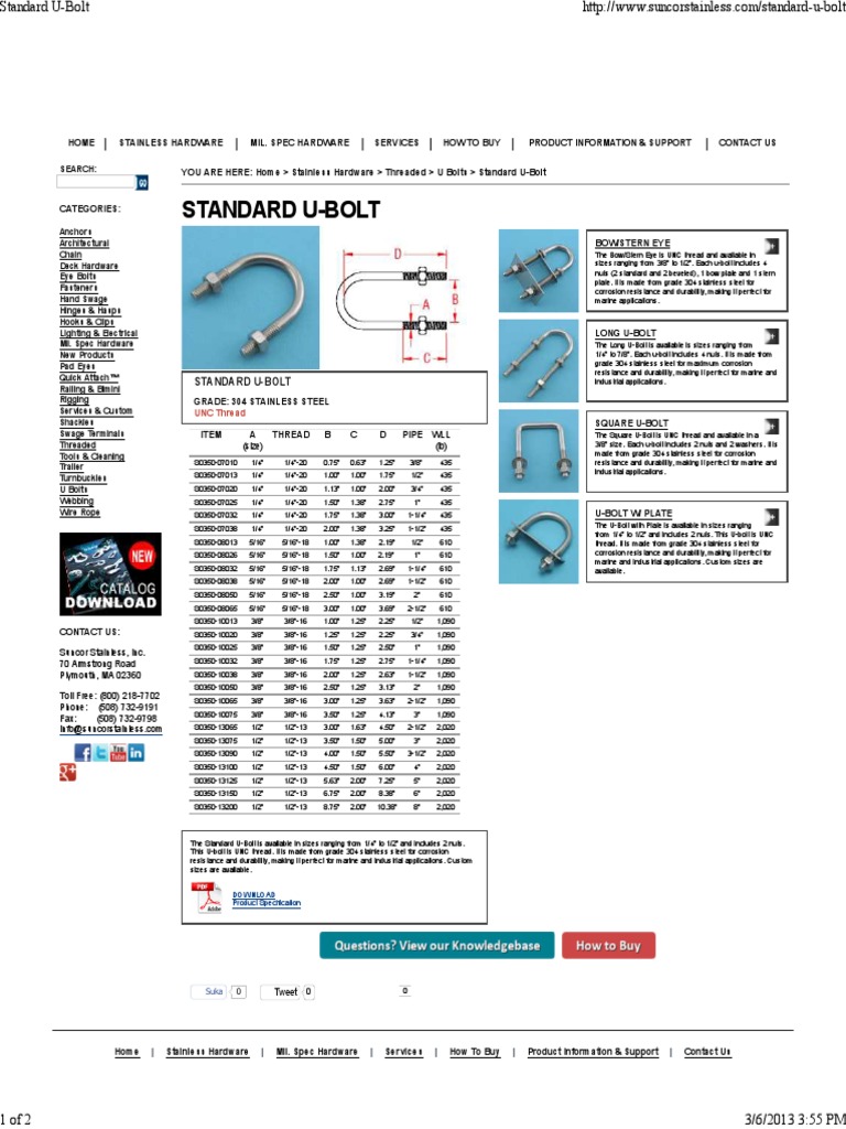 Standard U-Bolt PDF | PDF | Stainless Steel | Screw