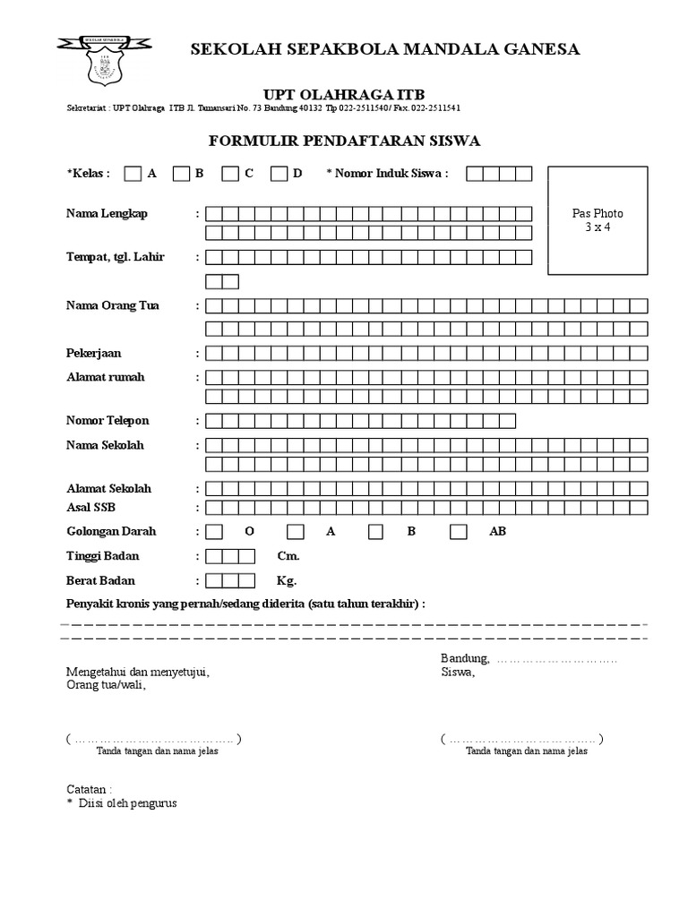 Form Pendaftaran SSB | PDF