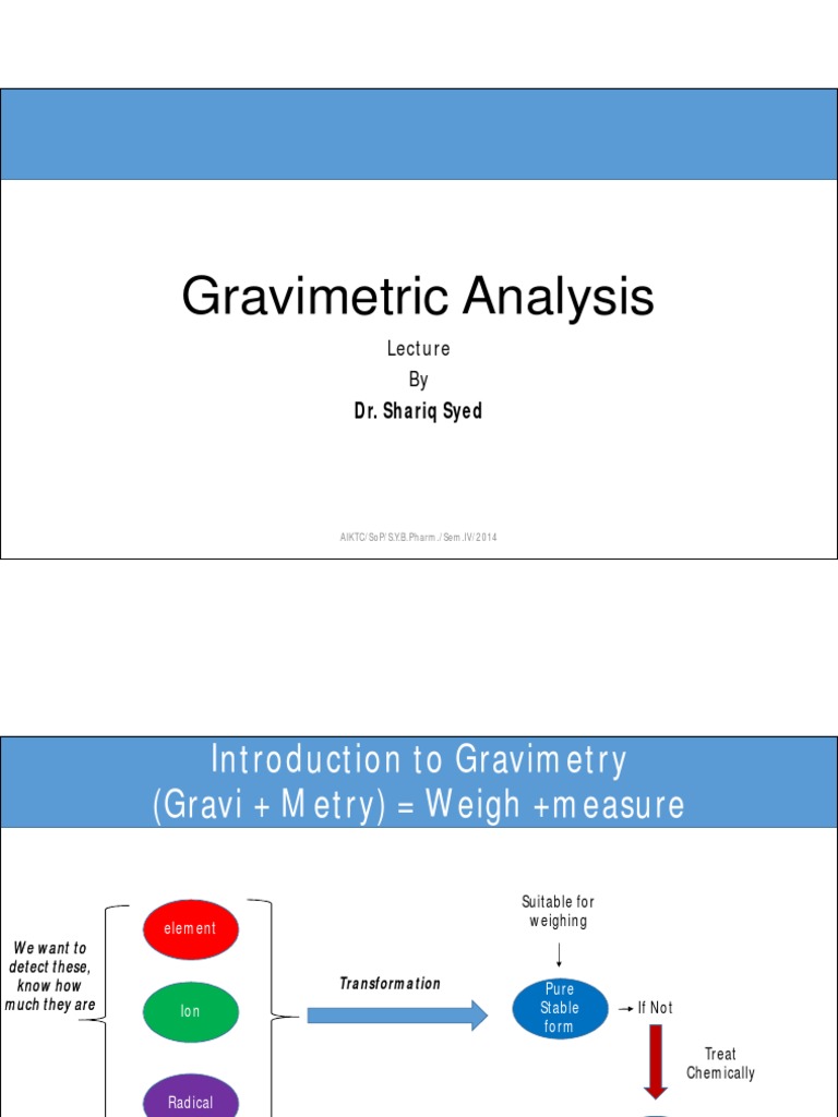 Gravimetric Analysis 1 | Precipitation (Chemistry) | Physical Sciences