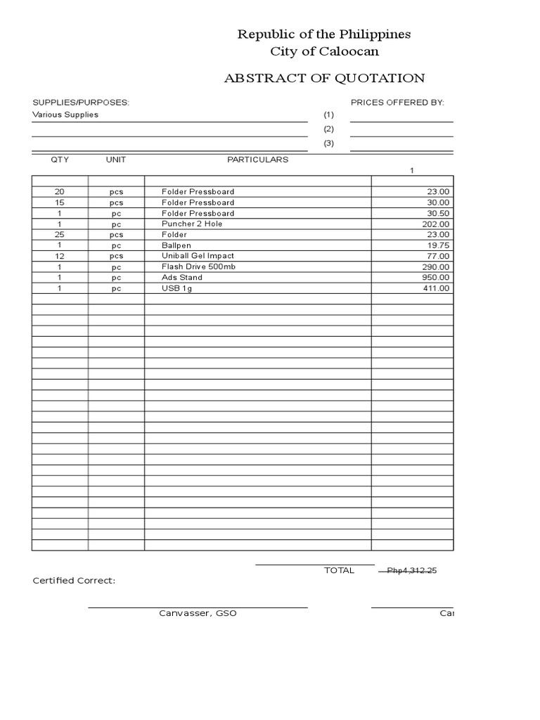 Abstract of Quotation Form | Download Free PDF | Personal Computers ...