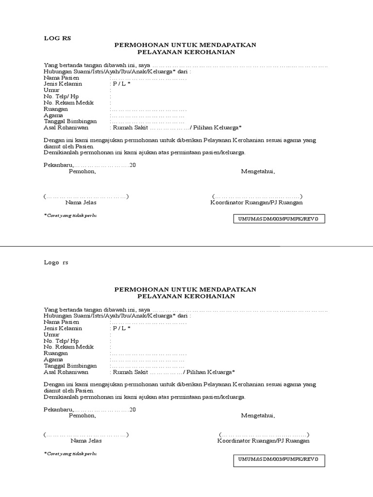 Formulir Permintaan Bimbingan Rohani | PDF
