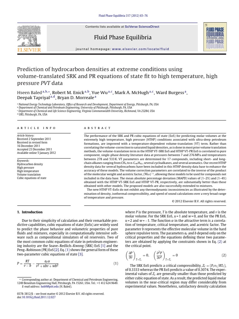 Prediction of Hydrocarbon Densities at Extreme Conditions Using Volume ...