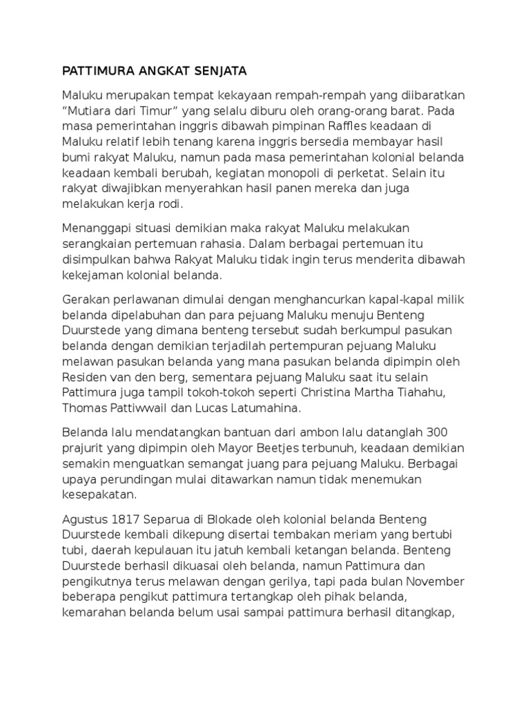 Pattimura Angkat Senjata | PDF | Perjalanan | Sejarah